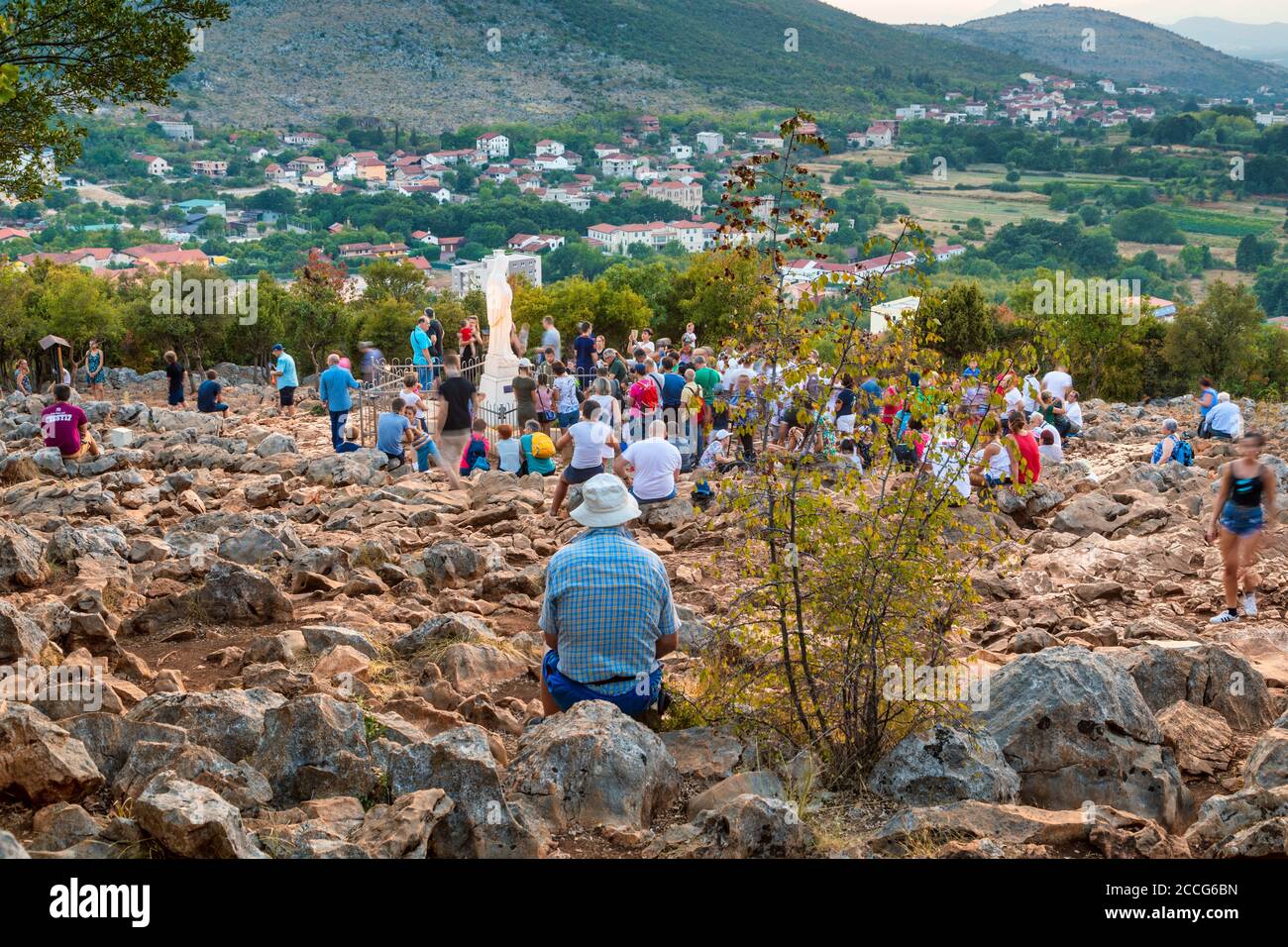 pilgrims on the hill of apparitions, Podbrdo, Medjugorje, municipality ...