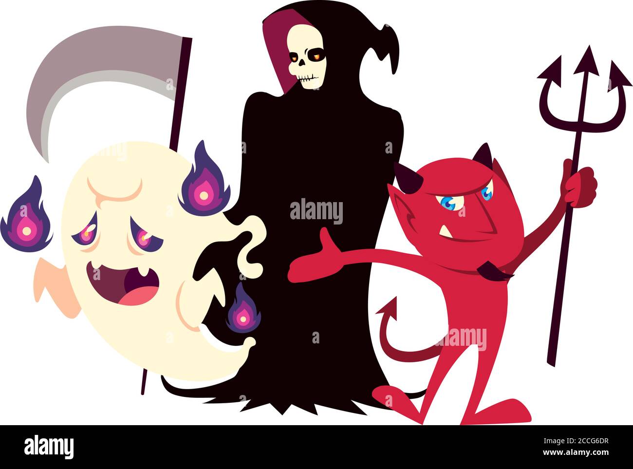 Halloween death ghost and devil cartoons design, Holiday and scary ...