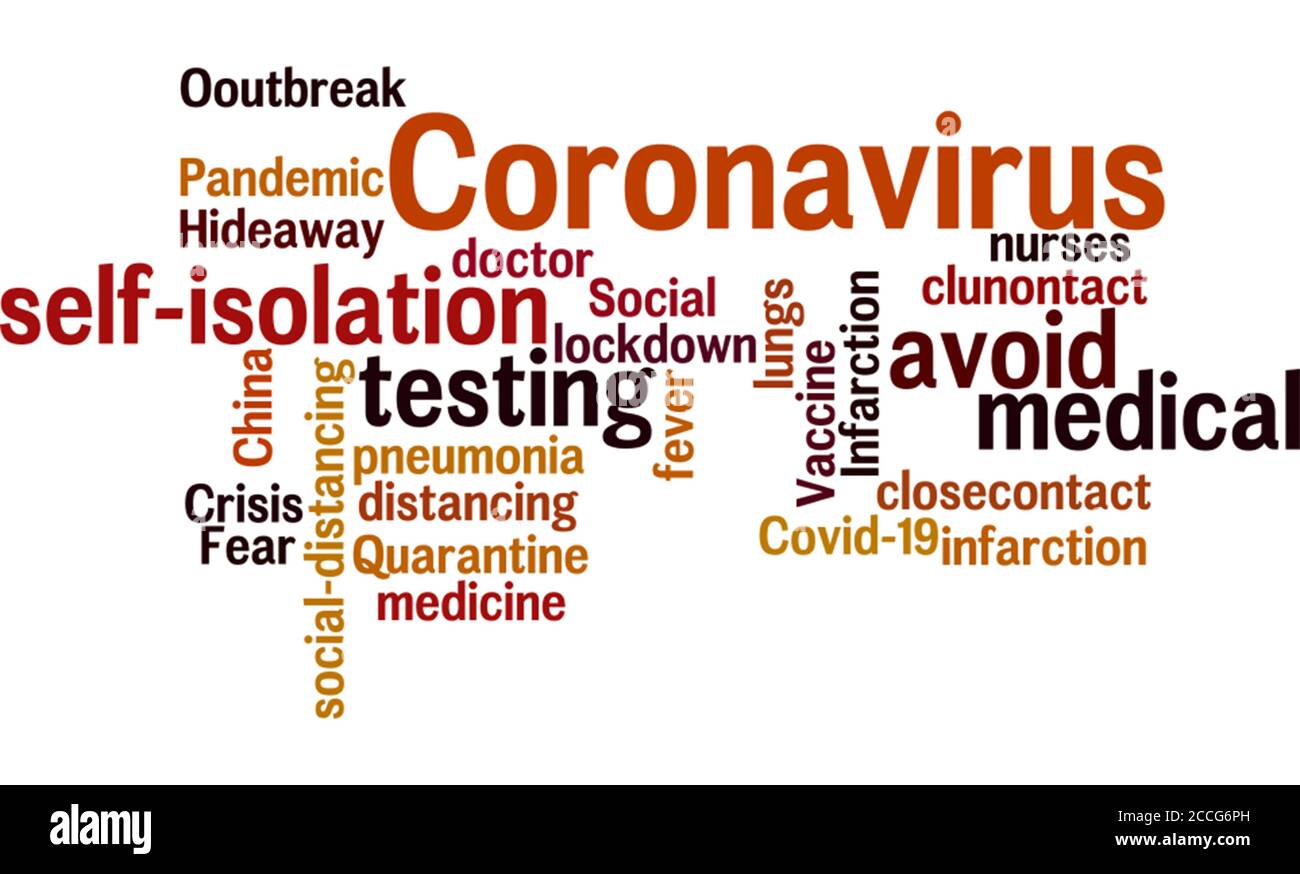 Word cloud poster of covid-19 awareness isolated on white background ...