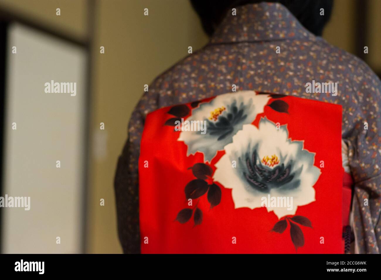 Kimono of a Japanese tea ceremony master during ceremonial preparation ...