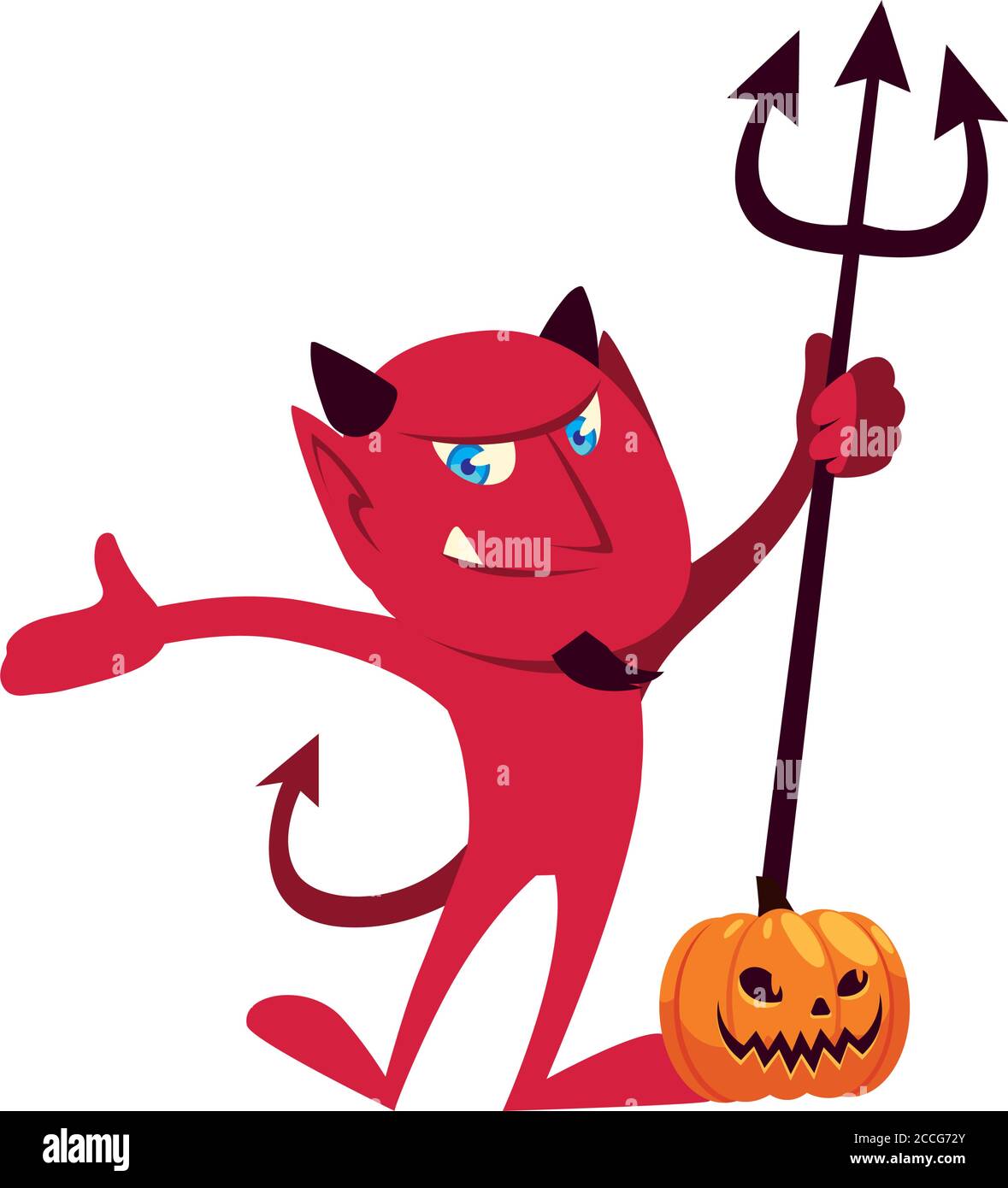 Halloween devil cartoon with pumpkin design, Holiday and scary theme ...