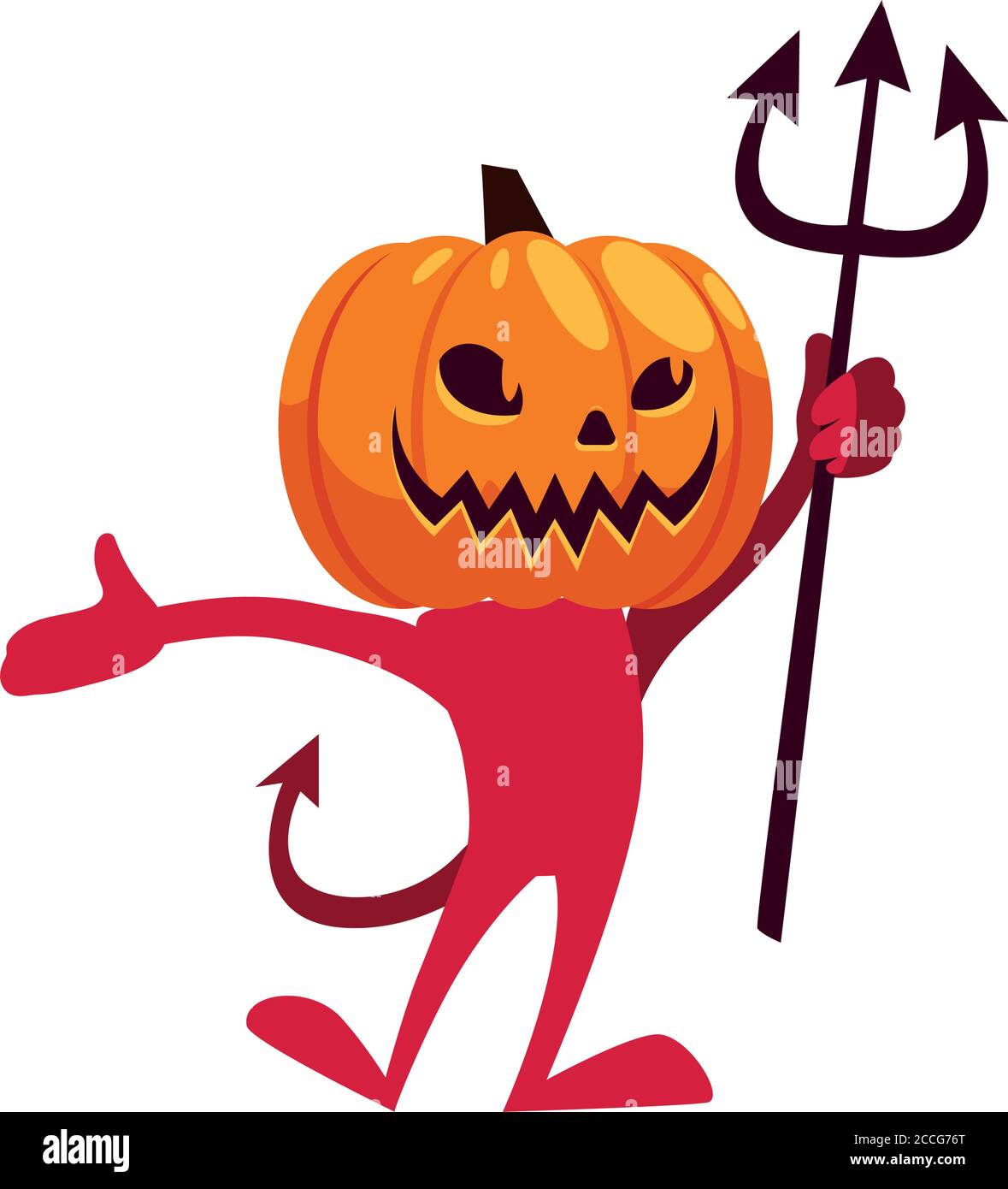 Halloween devil cartoon with pumpkin mask design, Holiday and scary ...