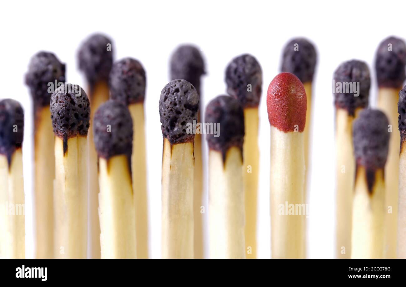 Intact match with used ones, isolated on white background Stock Photo ...