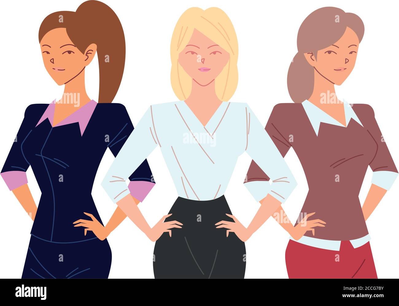 Three businesswomen cartoons design, business management and corporate theme Vector illustration ...