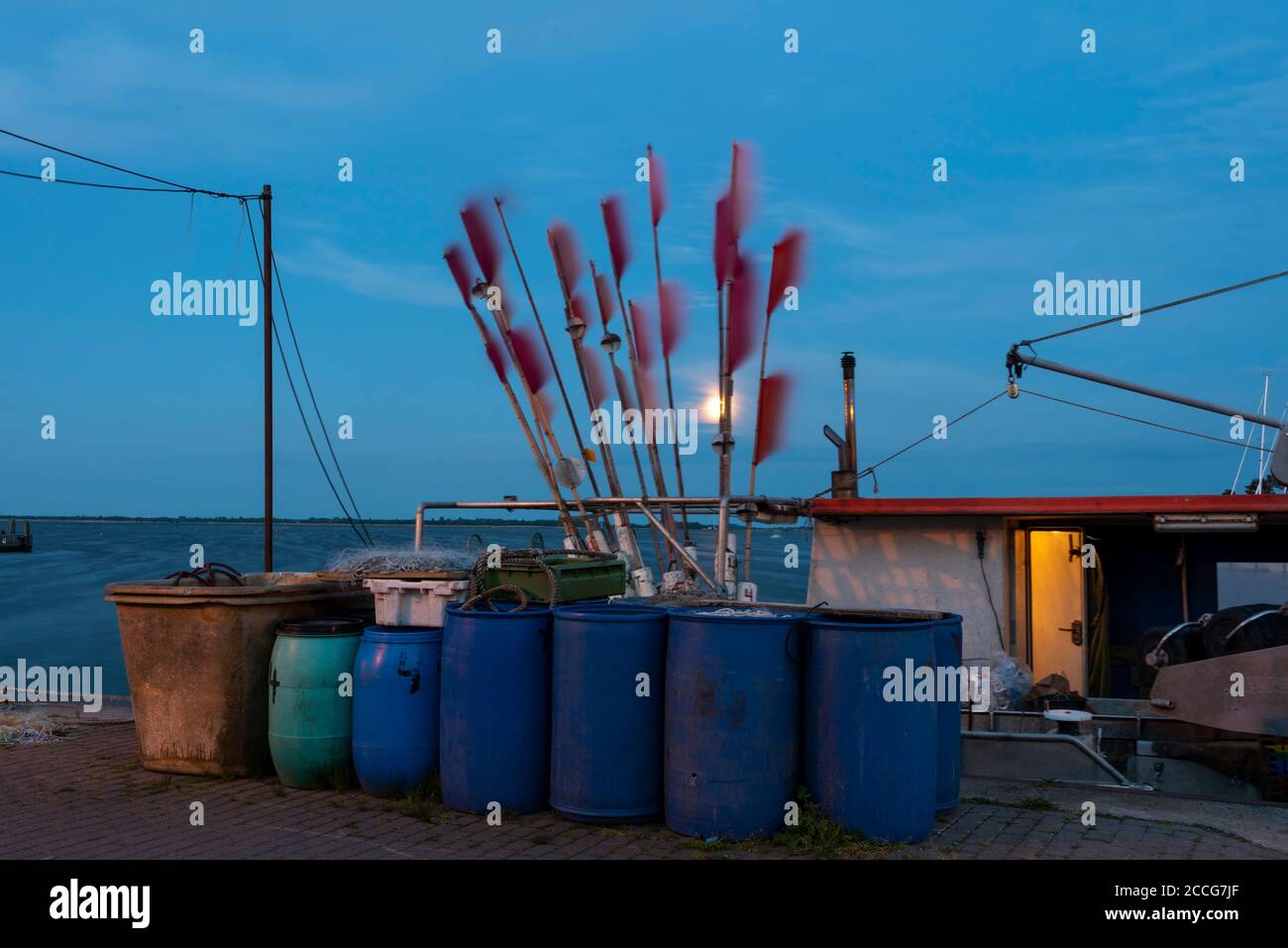 Red signal flags on a fishing boat Stock Photo - Alamy