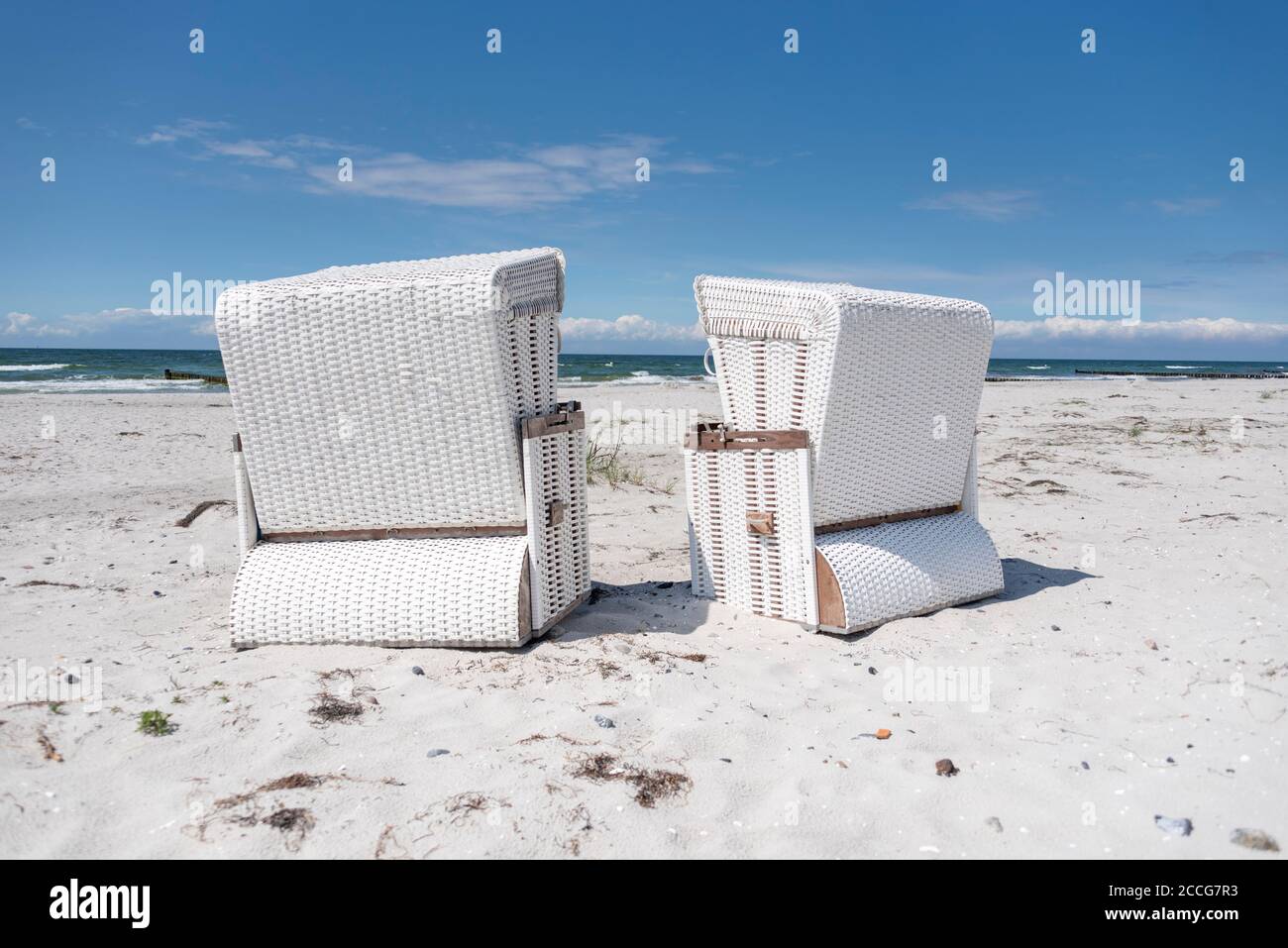 White beach chairs Stock Photo - Alamy