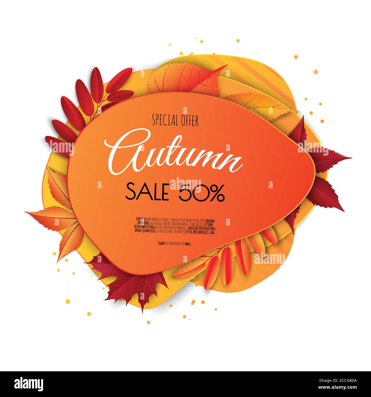 Autumn seasonal background frame with falling autumn leaves and room ...