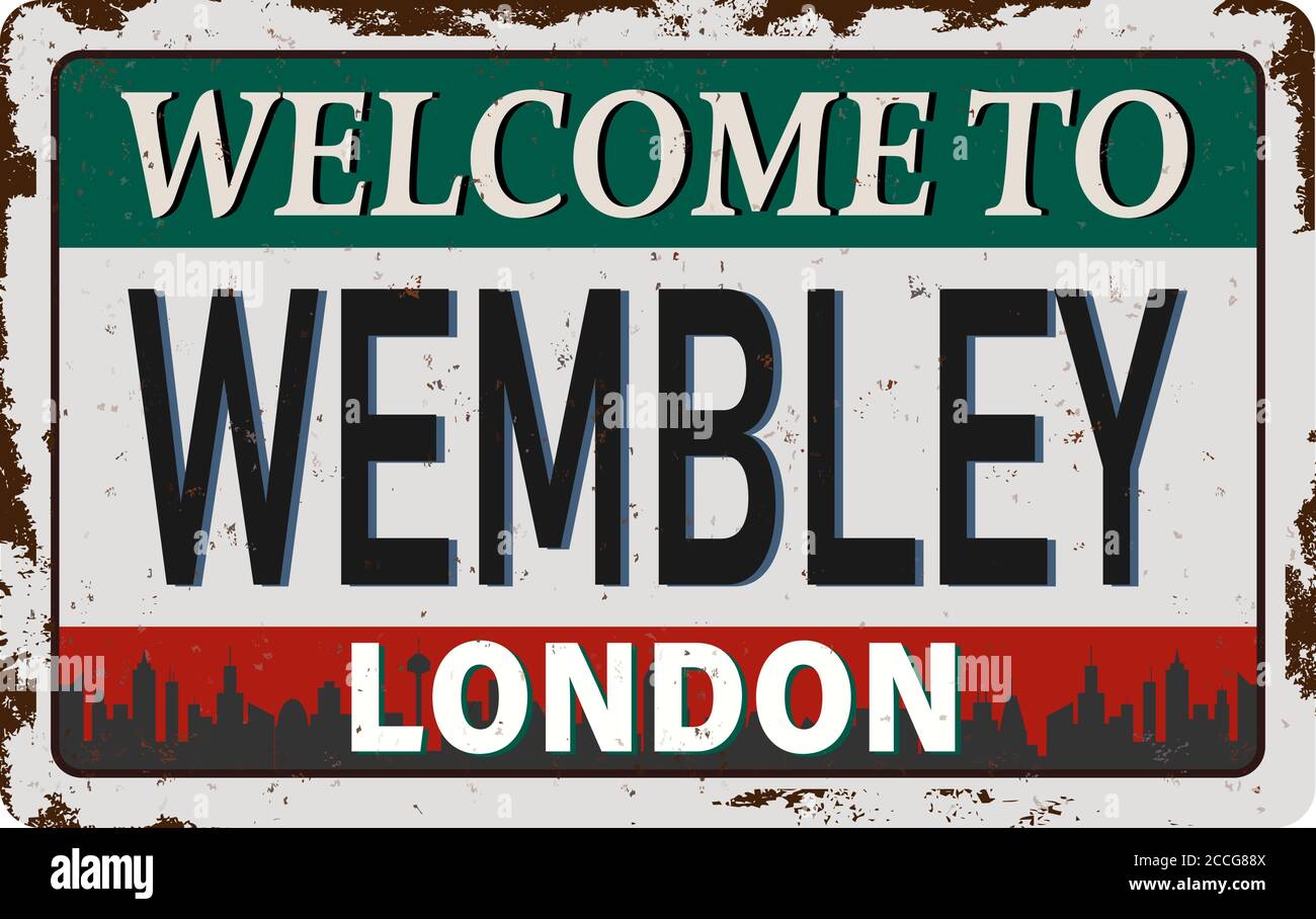 Wembley London rusted logo illustration vector format on white Stock ...