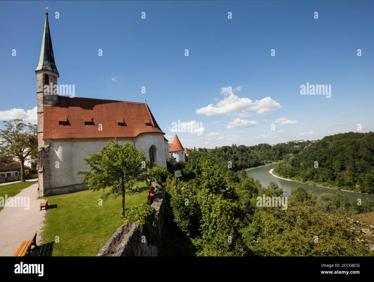 Burg Church of Burghausen Castle, longest castle in the world Stock ...