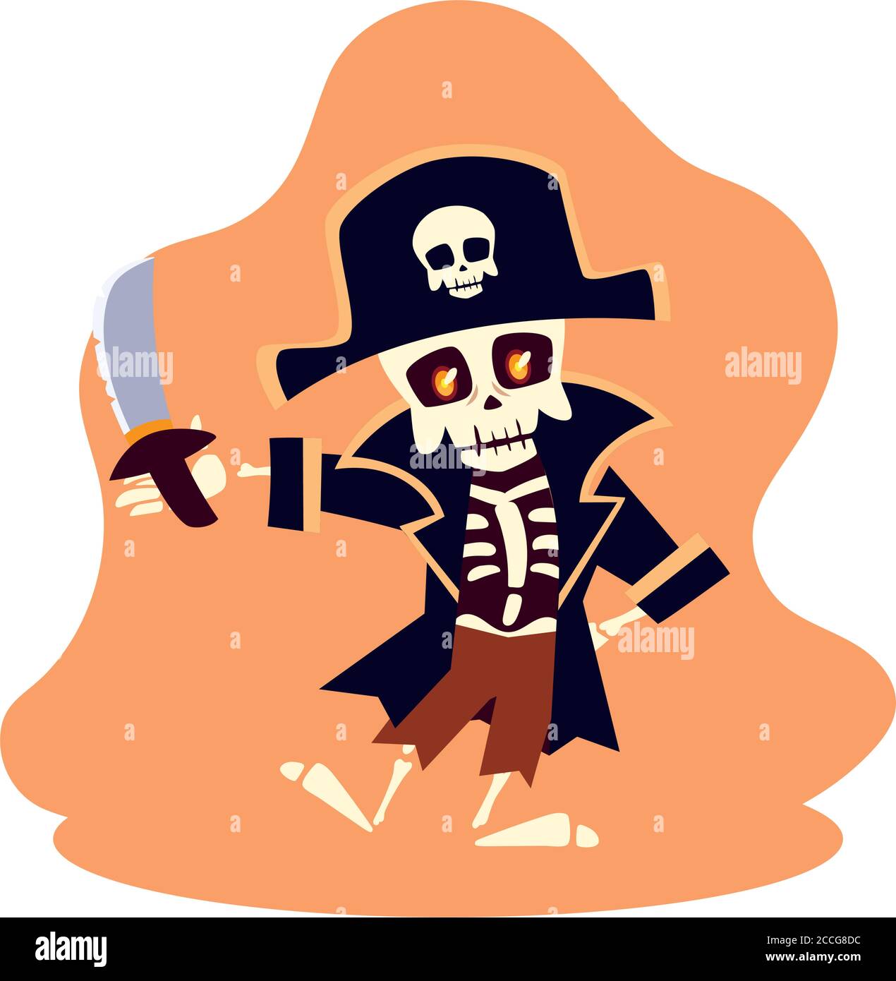 Halloween skull pirate cartoon design, Holiday and scary theme Vector ...