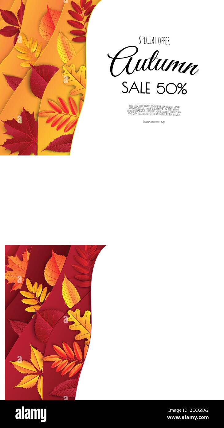 Autumn seasonal background frame with falling autumn leaves and room ...