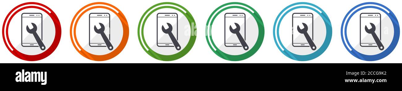 Mobile phone, smartphone service icon set, flat design vector ...