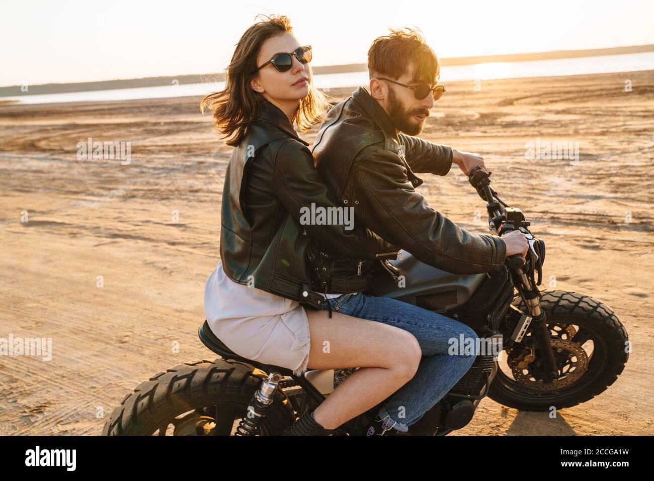 Romantic Couple On Motorbike High Resolution Stock Photography and ...