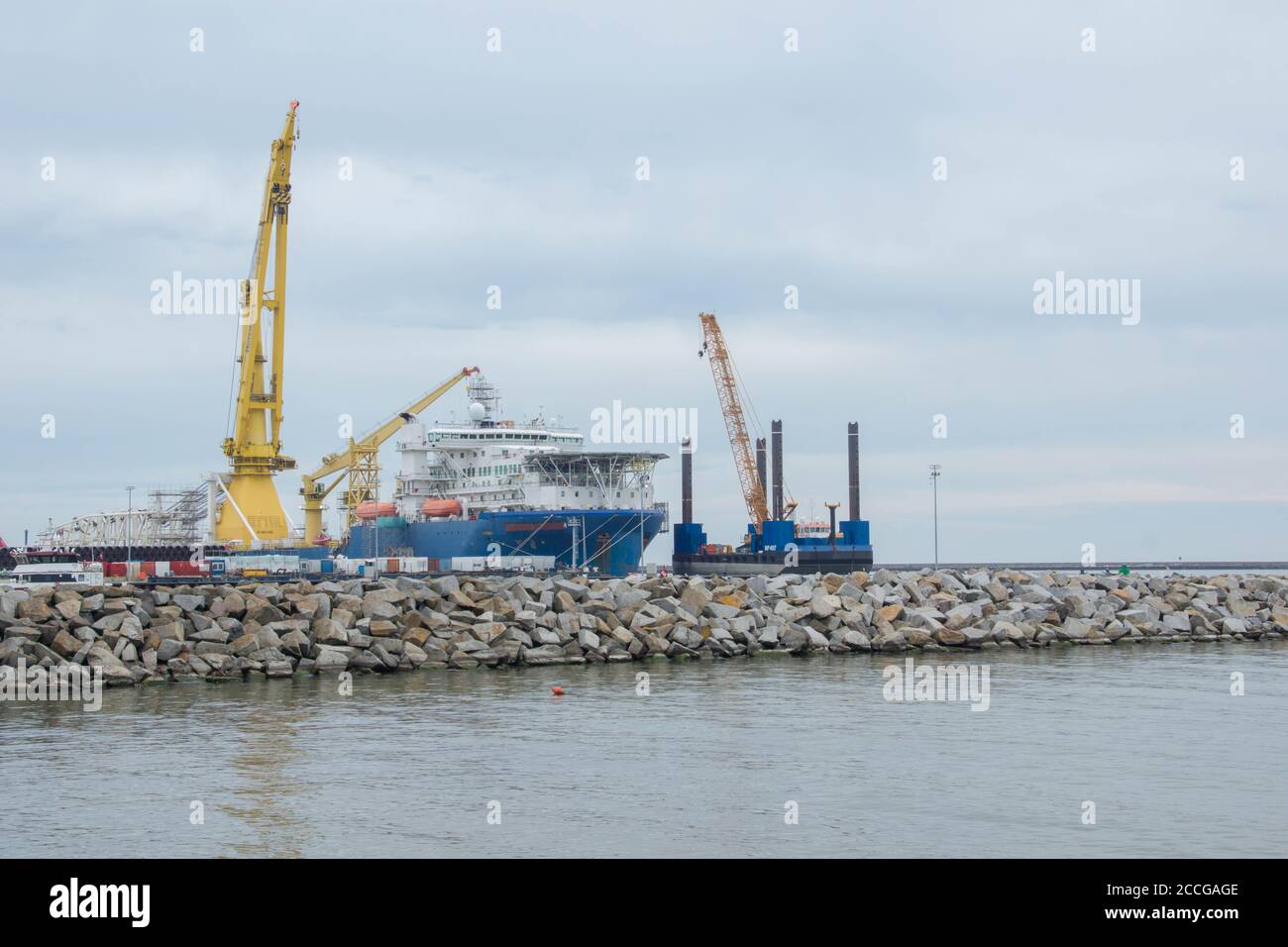 Germany. Rügen , Port Mukran, 21st August 2021. Port of Mukran, near ...