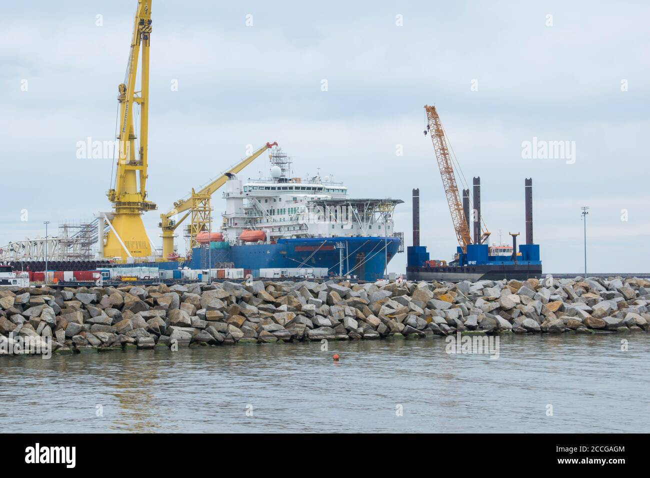 Germany. Rügen , Port Mukran, 21st August 2021. Port of Mukran, near ...