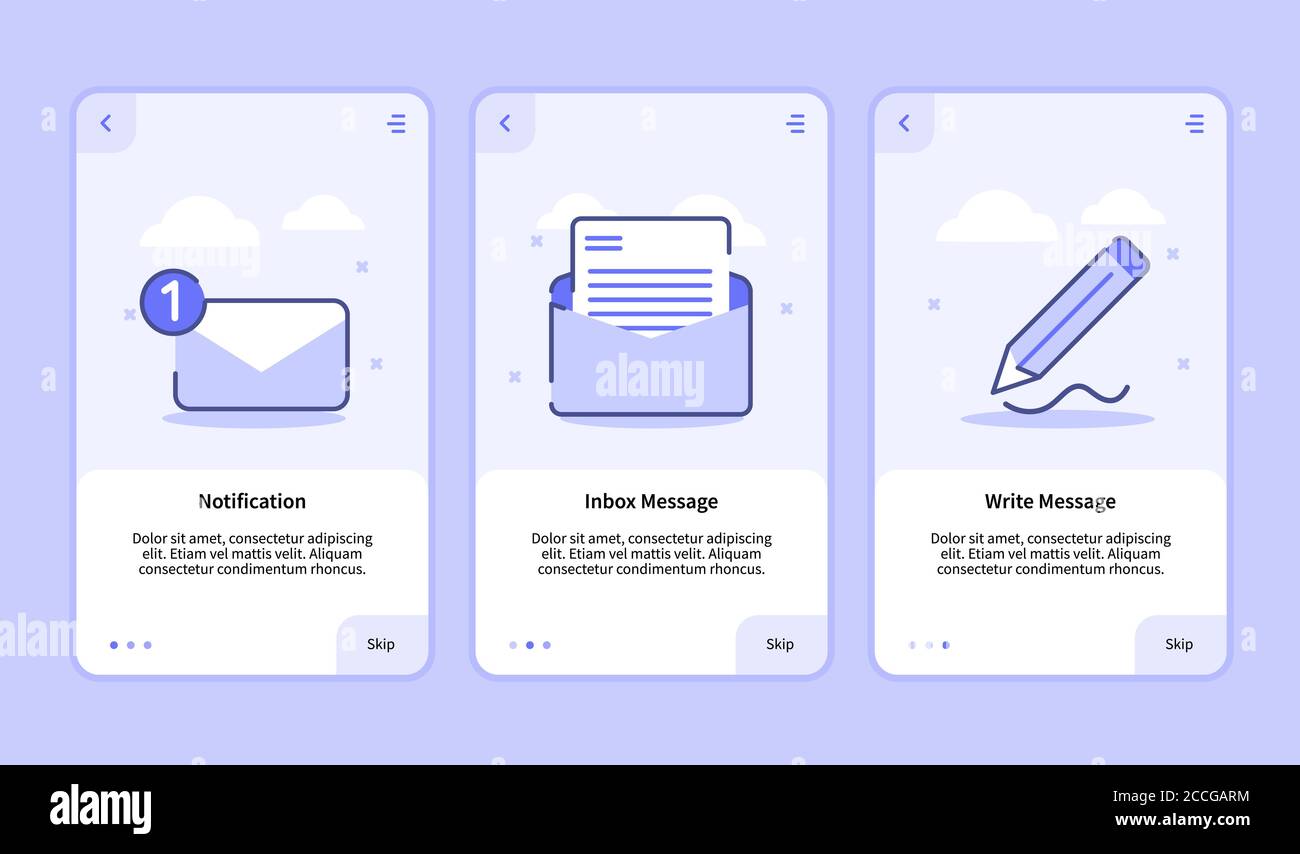 Notification inbox message write message onboarding screen for mobile ... Notification inbox message write message onboarding screen for mobile ...