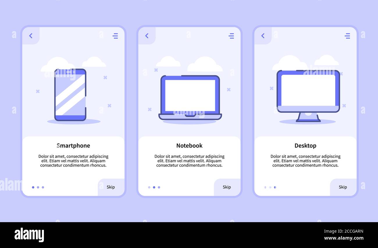 Smartphone notebook desktop for mobile apps template banner page UI ...