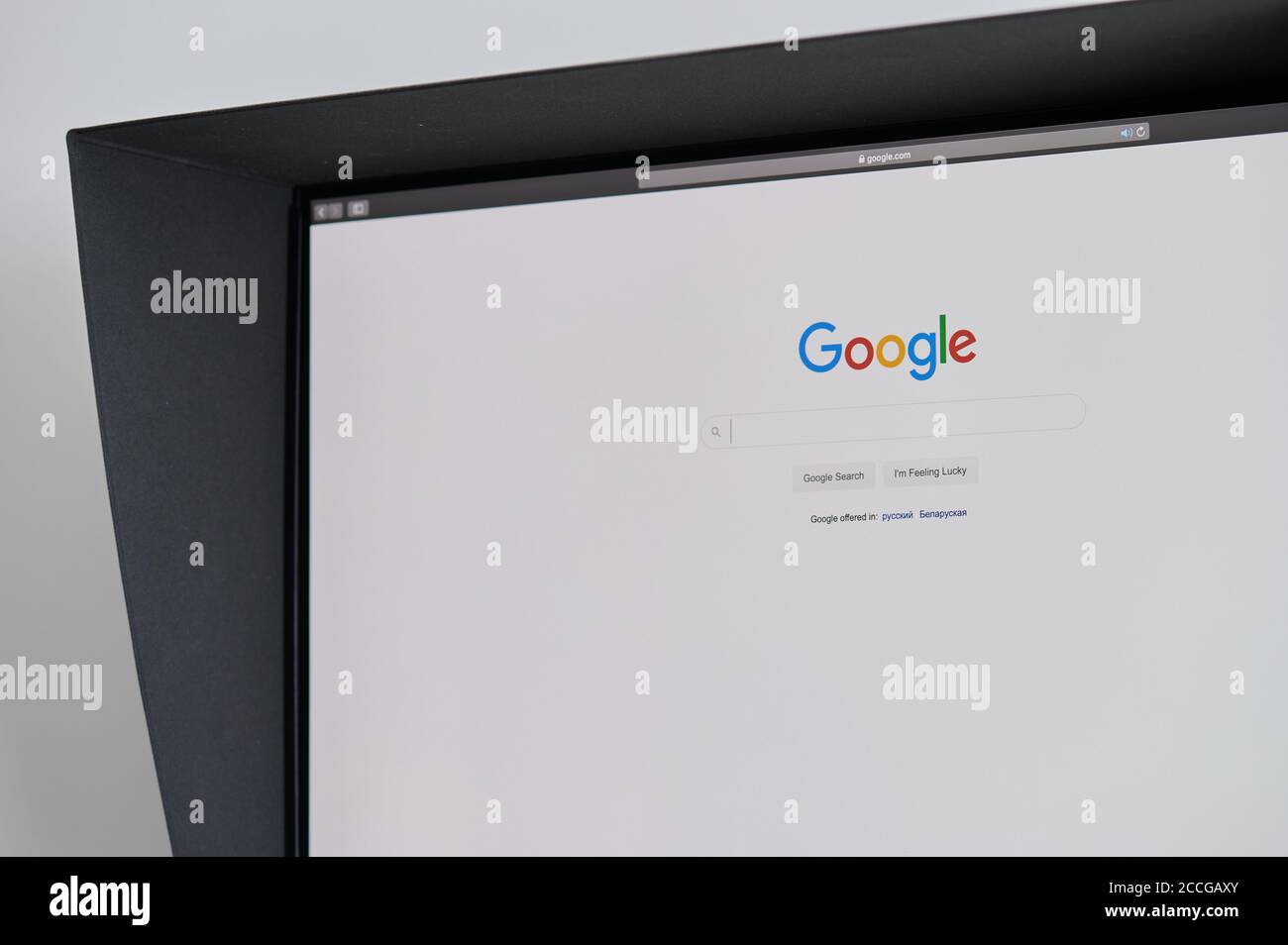 New york, USA - August 22, 2020: Making new search in Google browser ...