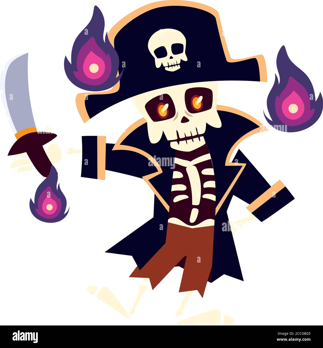 Halloween skull pirate cartoon design, Holiday and scary theme Vector ...