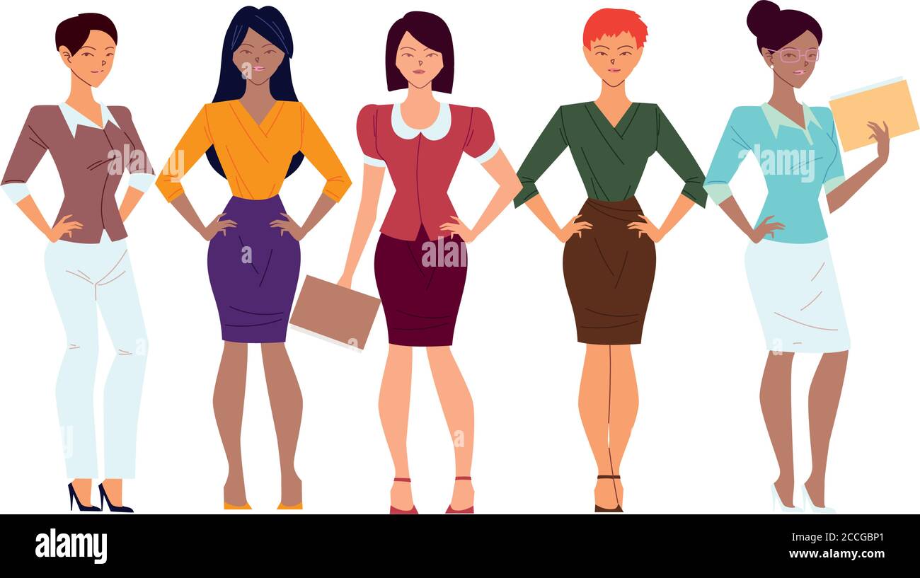 Businesswomen cartoons with files design, business management and corporate theme Vector ...