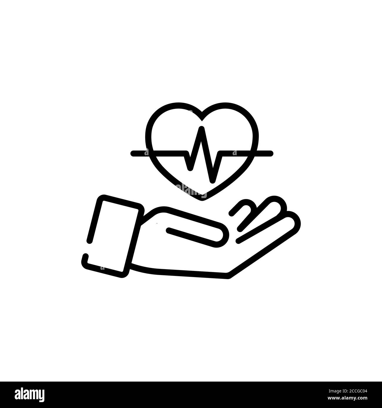 Health icon with heart sign in hands. Health care service. Vector on ...