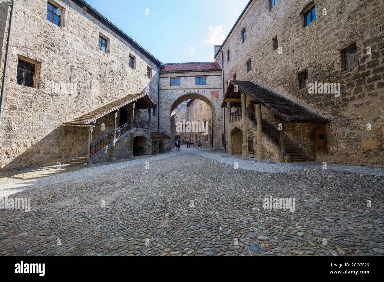 Burghausen Castle, longest castle in the world, courtyard Stock Photo ...