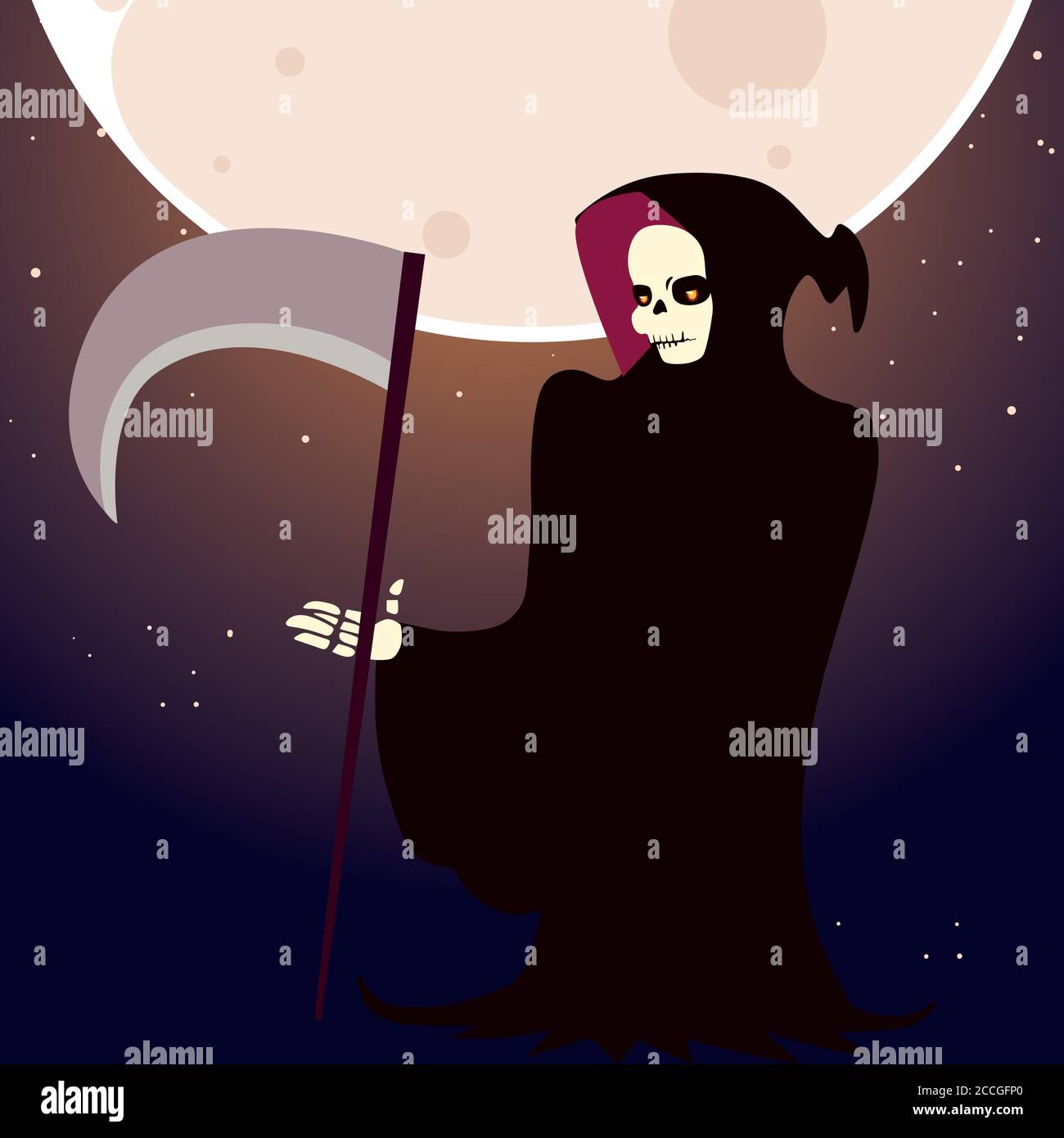 Halloween death cartoon with skull mask at night design, Holiday and ...