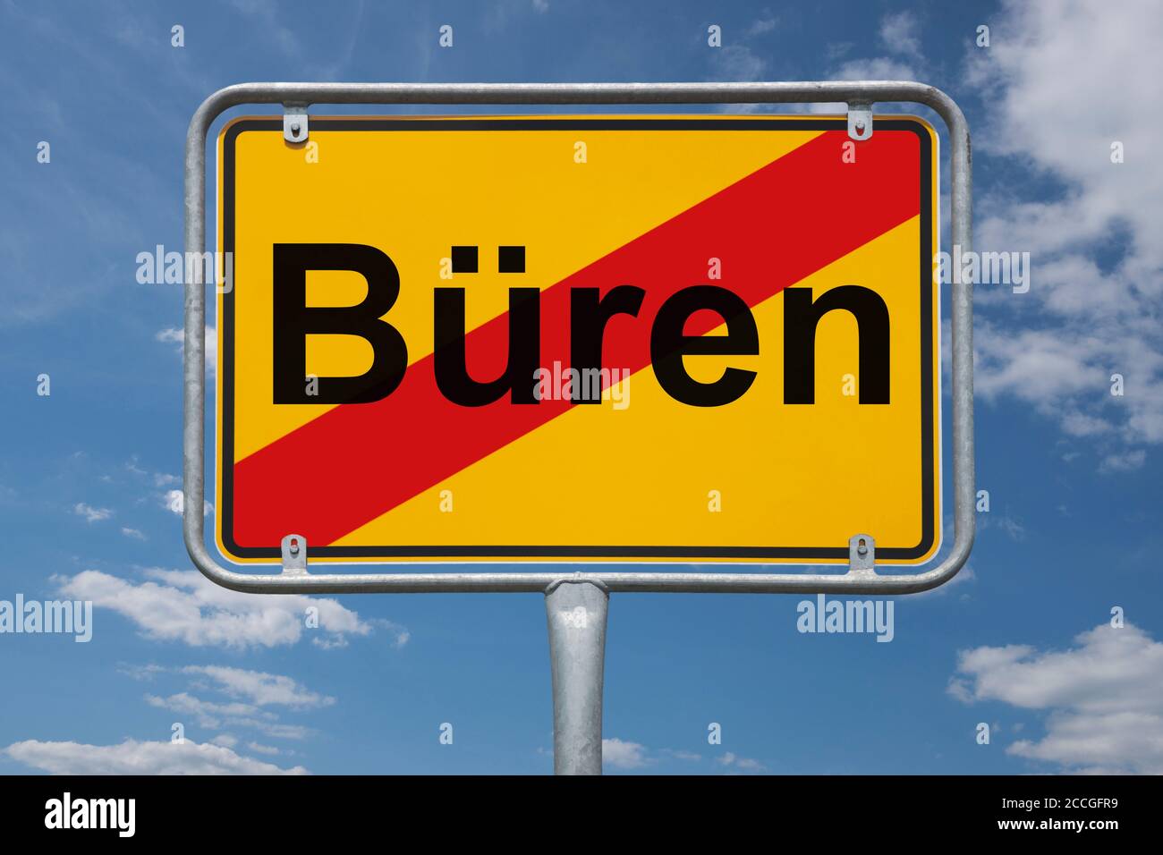 Ortstafel Büren, Nordrhein-Westfalen, Deutschland | Place name sign ...