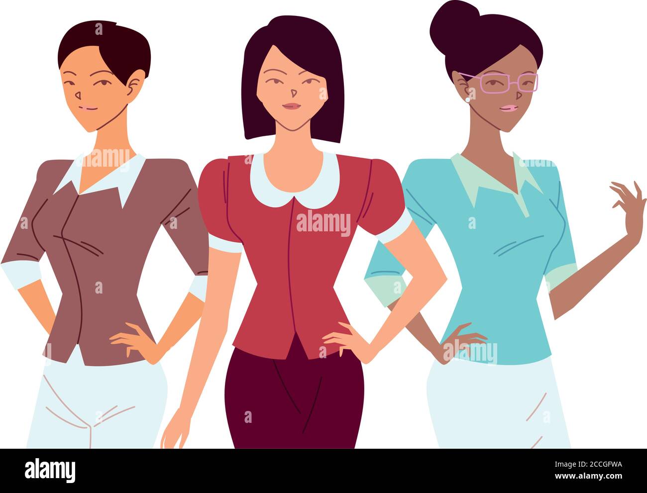 Three businesswomen cartoons design, business management and corporate theme Vector illustration ...