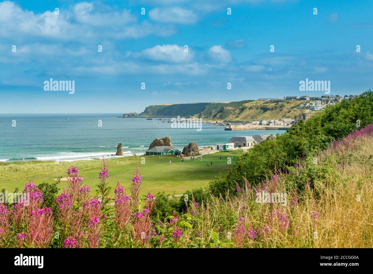 CULLEN BAY MORAY COAST SCOTLAND GOLF COURSE AND CLUB BUILDINGS ROSE BAY ...
