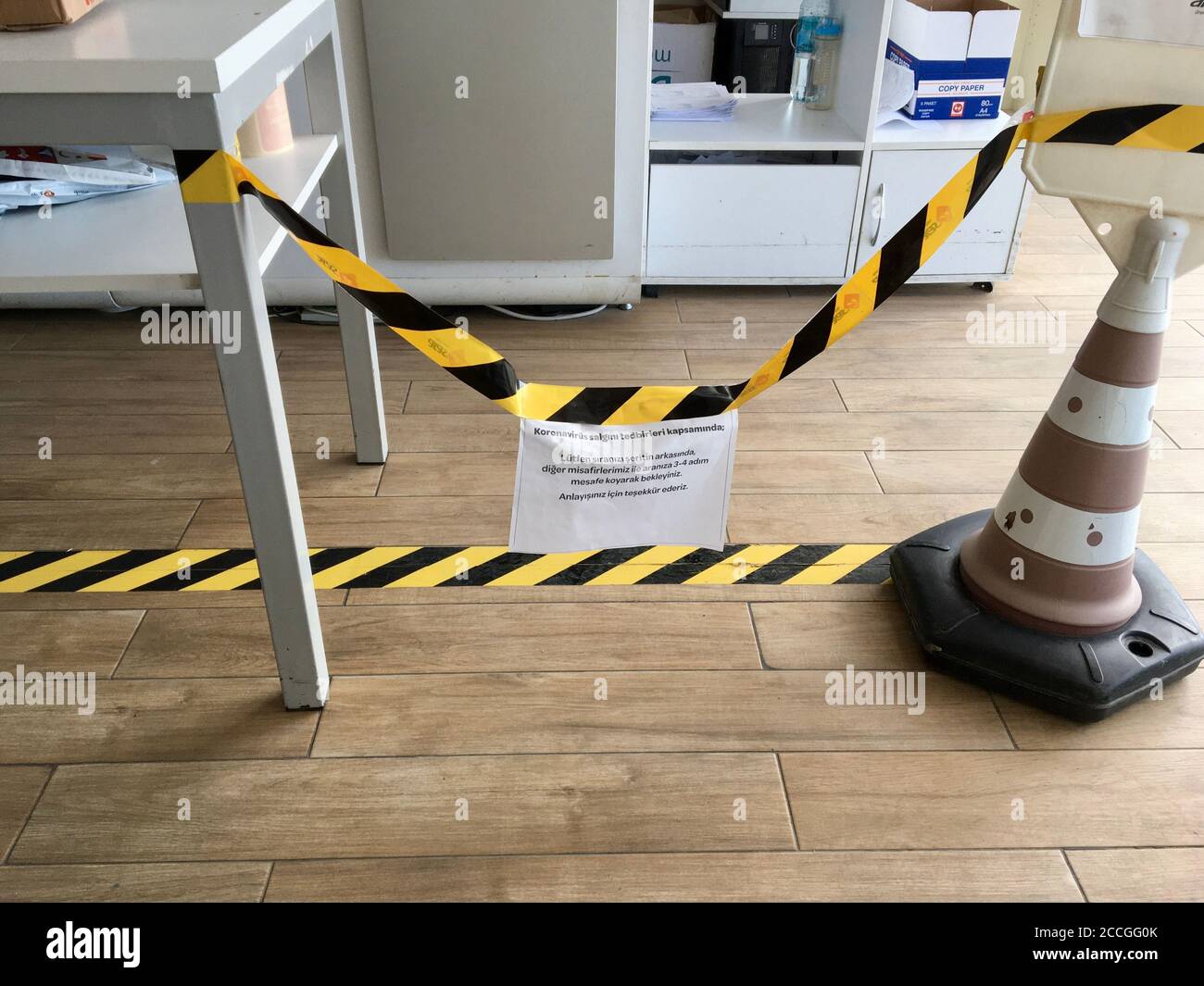 Ankara Turkey. Circa August 2020. New normal. Counter of a delivery ...
