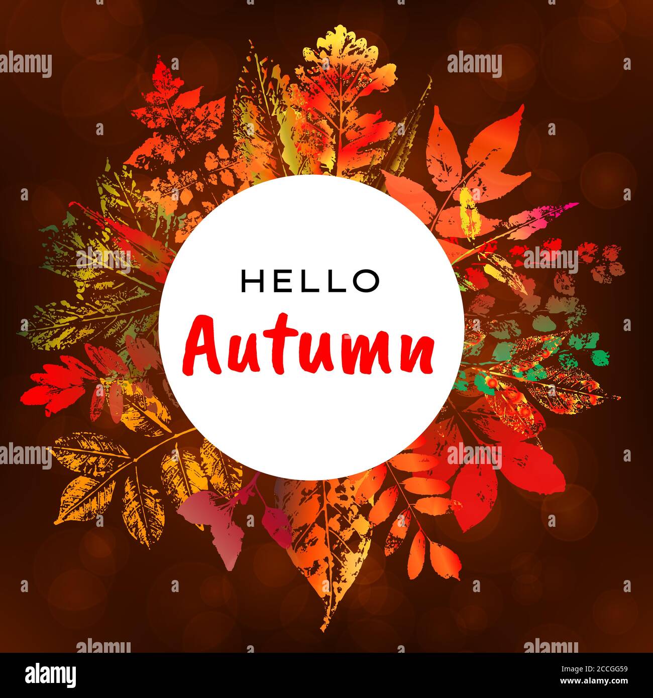 Colorful autumn leaves frame. Hello autumn vector illustration Stock ...