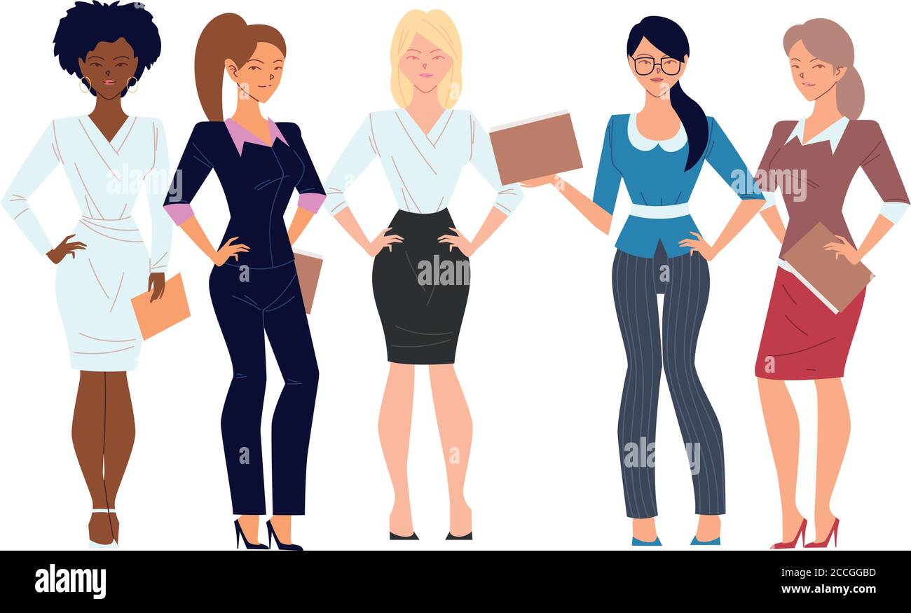 Businesswomen cartoons with files design, business management and corporate theme Vector ...