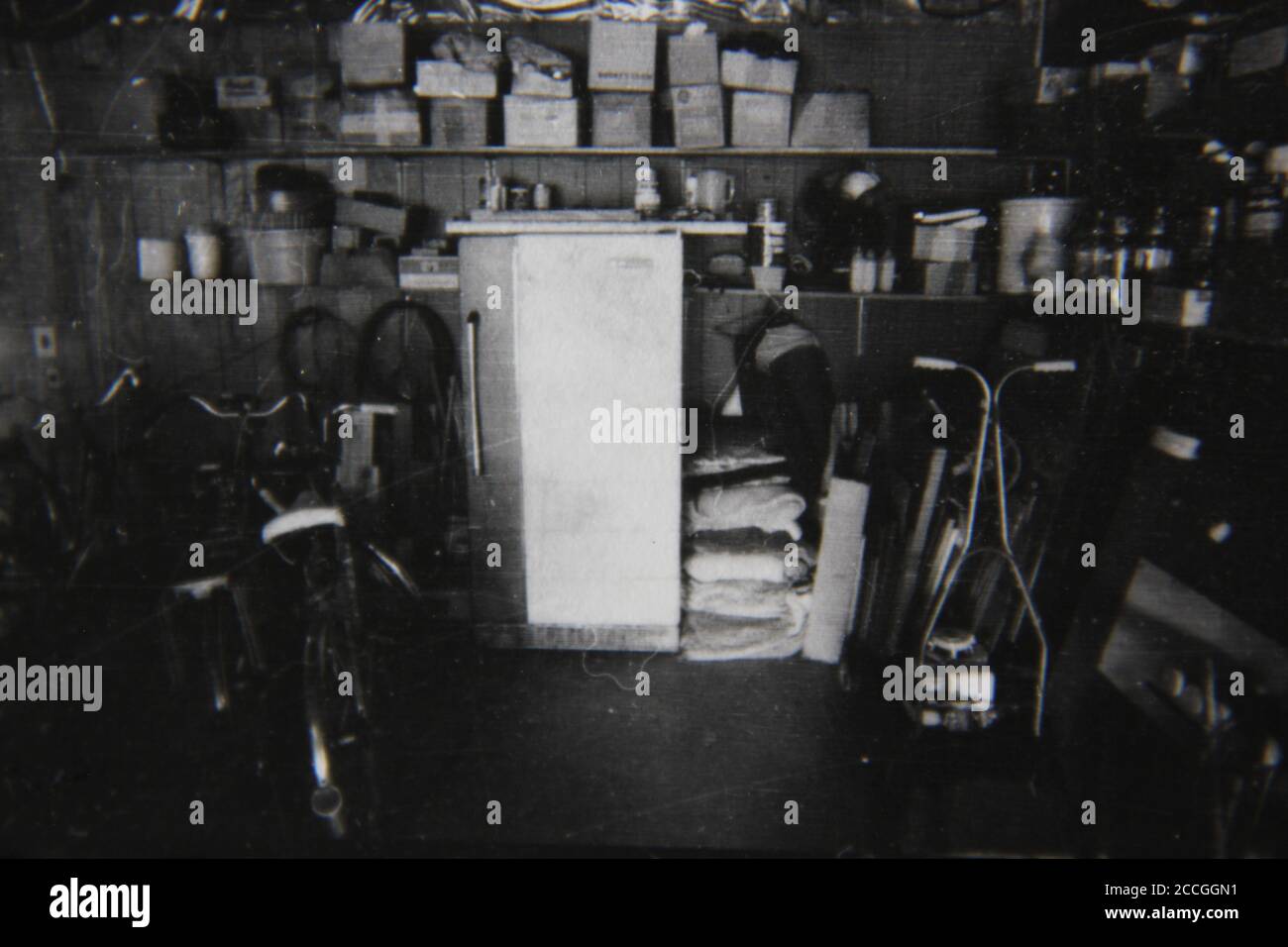 Fine 1970s vintage black and white photography of the inside of a ...