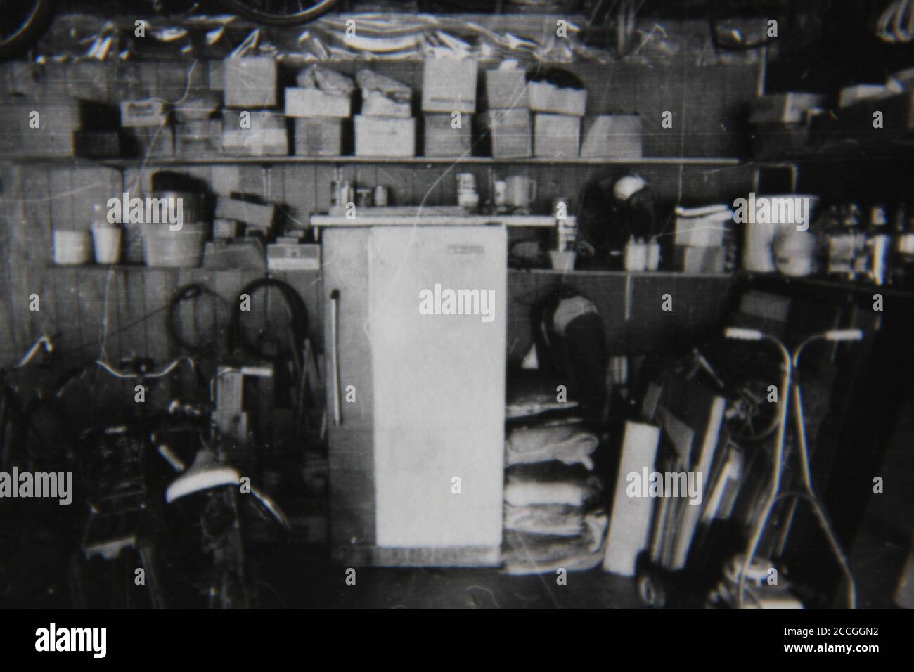 Fine 1970s vintage black and white photography of the inside of a ...