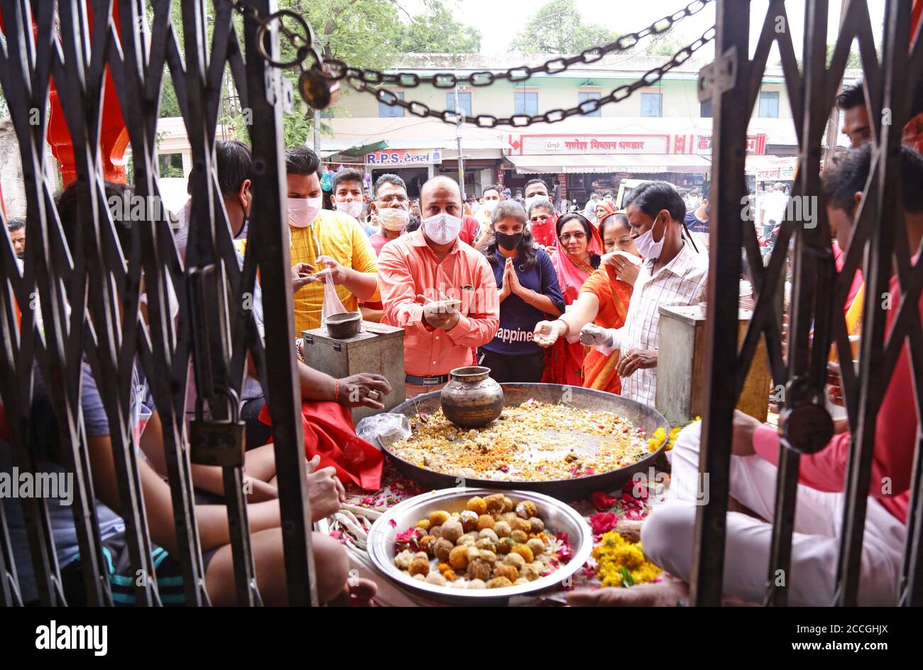 Beawar, Rajasthan, India, Aug 22, 2020: Hindu devotees standing outside ...