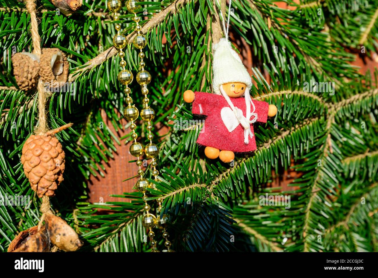 Germany, Rhineland-Palatinate, Landau, elf male on fir branches Stock ...