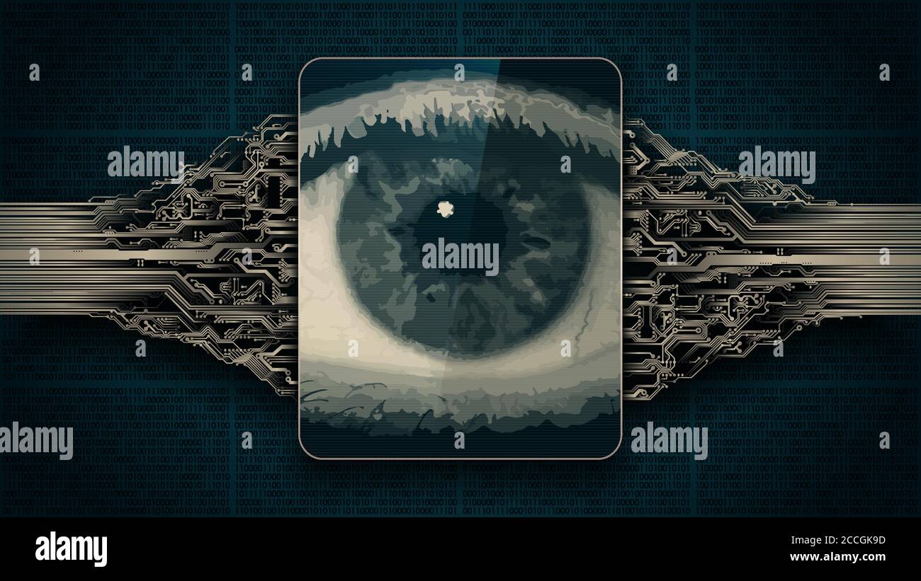 High-tech computer digital technology, global surveillance Stock Vector ...