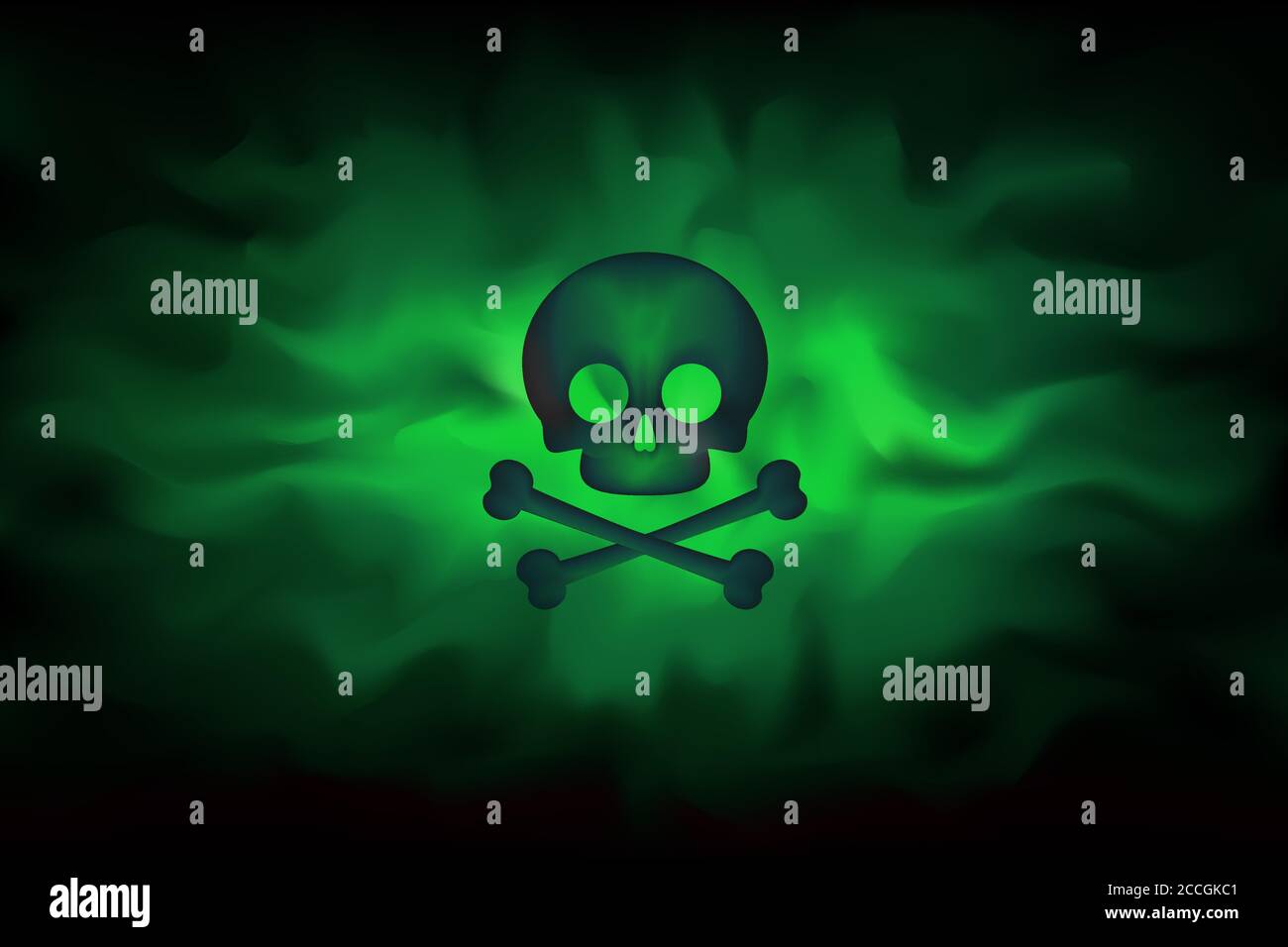 Toxic sign on a background of infected green fog. Poison hazard sign ...