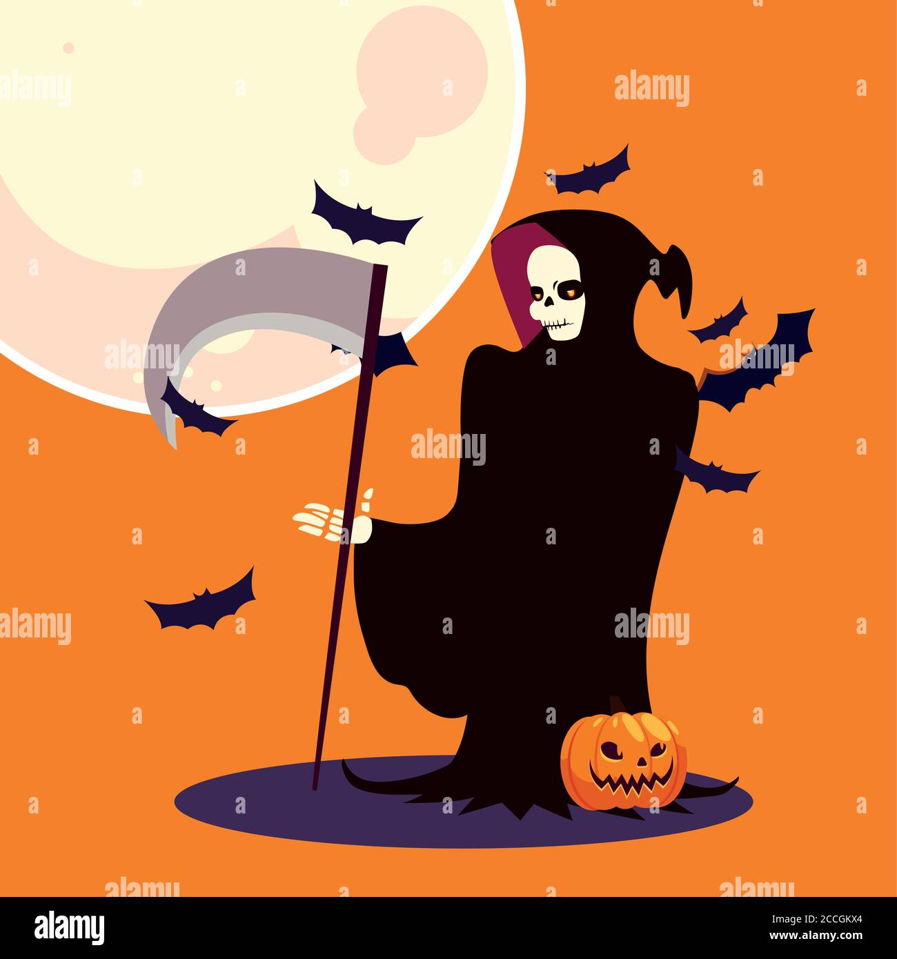 Halloween death cartoon with skull mask design, Holiday and scary theme ...