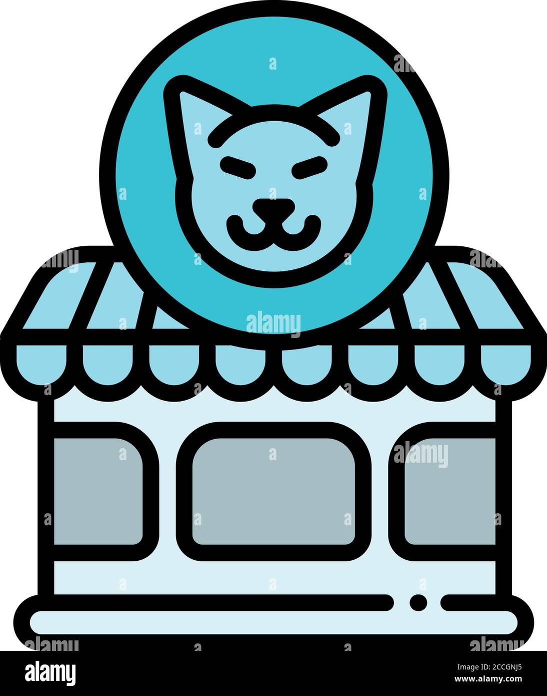 Pet cat shop icon. Outline pet cat shop vector icon for web design ...