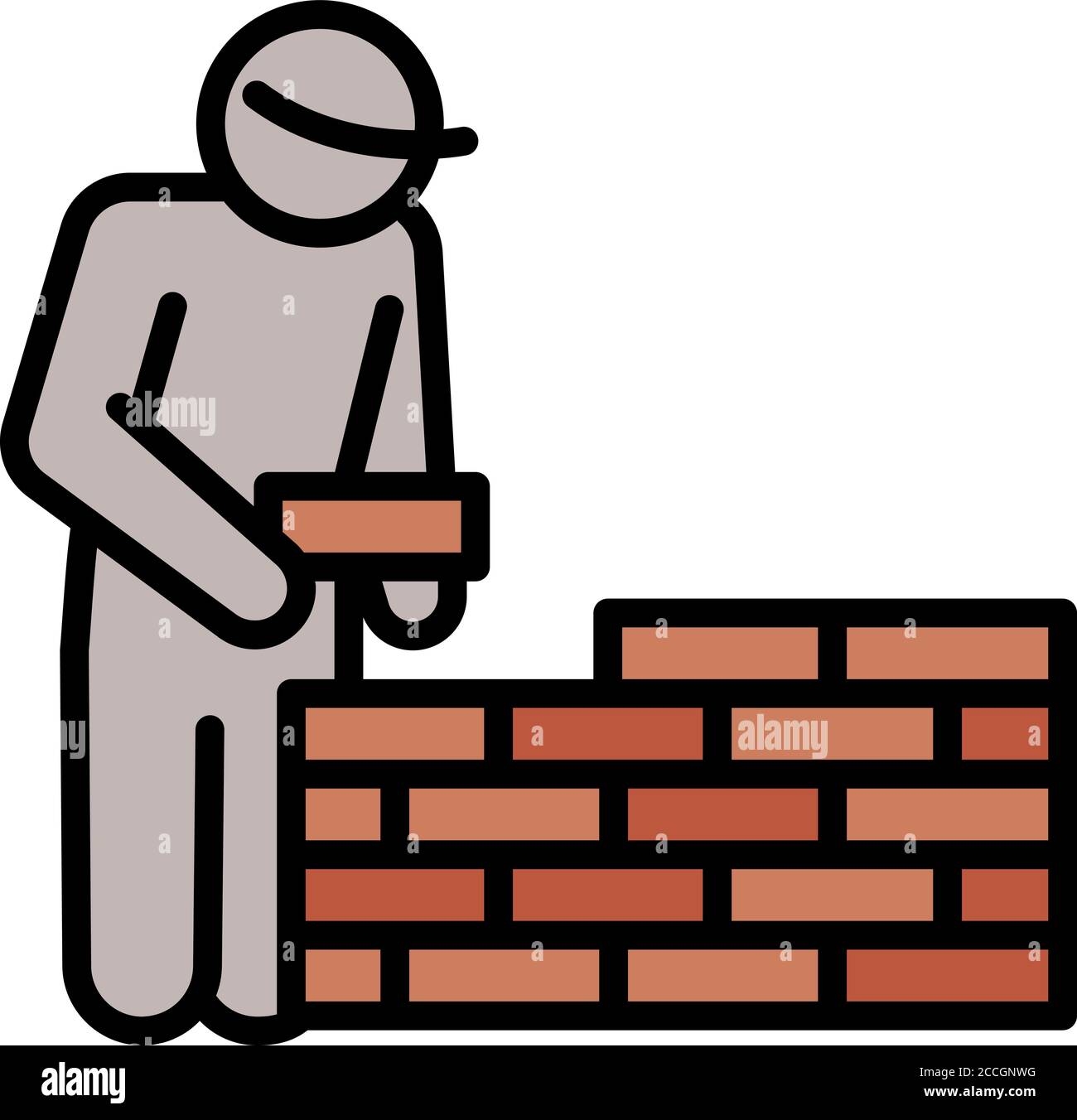 Masonry worker wall icon. Outline masonry worker wall vector icon for ...