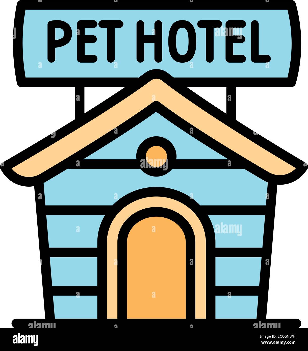Outdoor pet hotel icon. Outline outdoor pet hotel vector icon for web ...