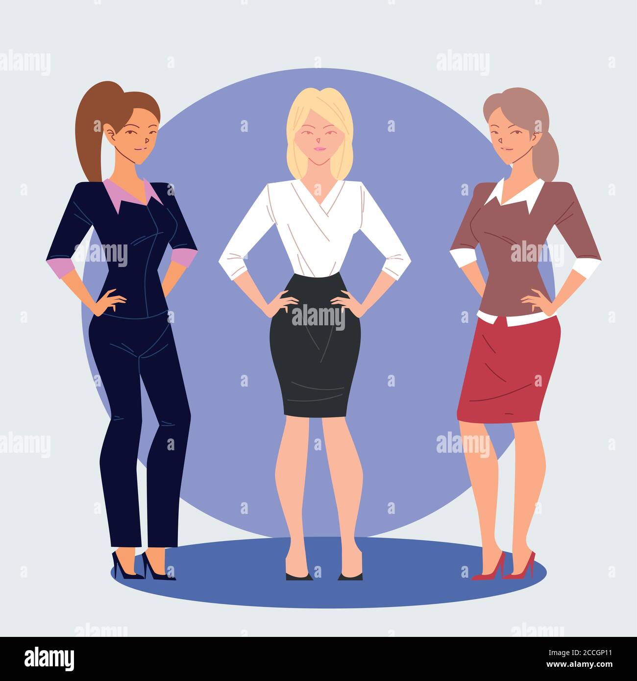 three businesswomen cartoons design, business management and corporate theme Vector illustration ...