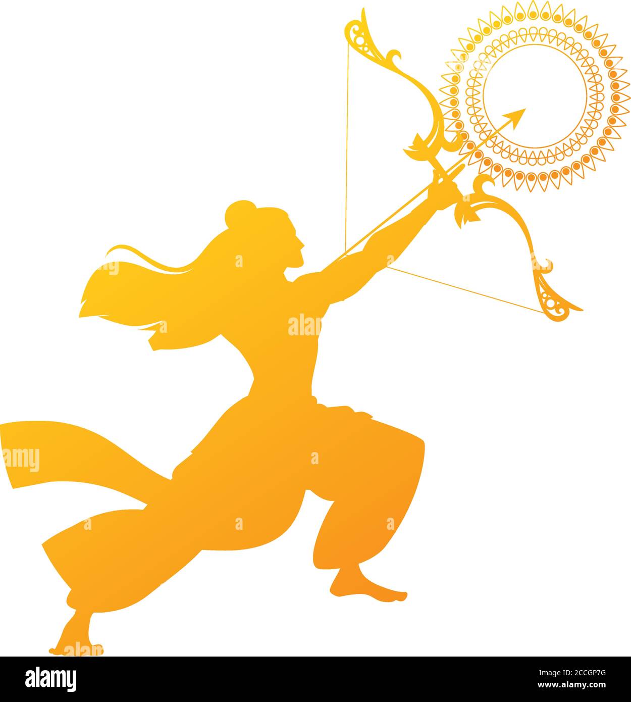 lord ram with bow and arrow gold silhouette with mandala design, Happy ...