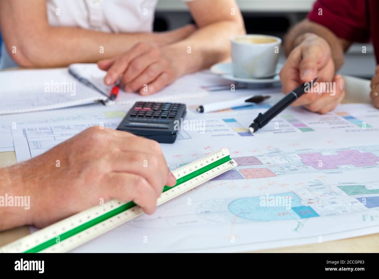 Blueprint, meeting, hand, plan Stock Photo - Alamy