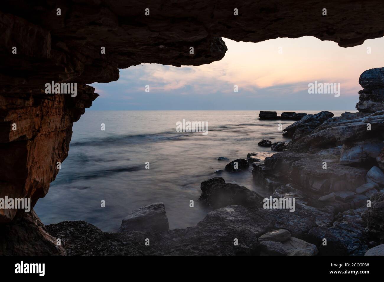 Grotto, cave, view, dusk, sea, coast Stock Photo - Alamy