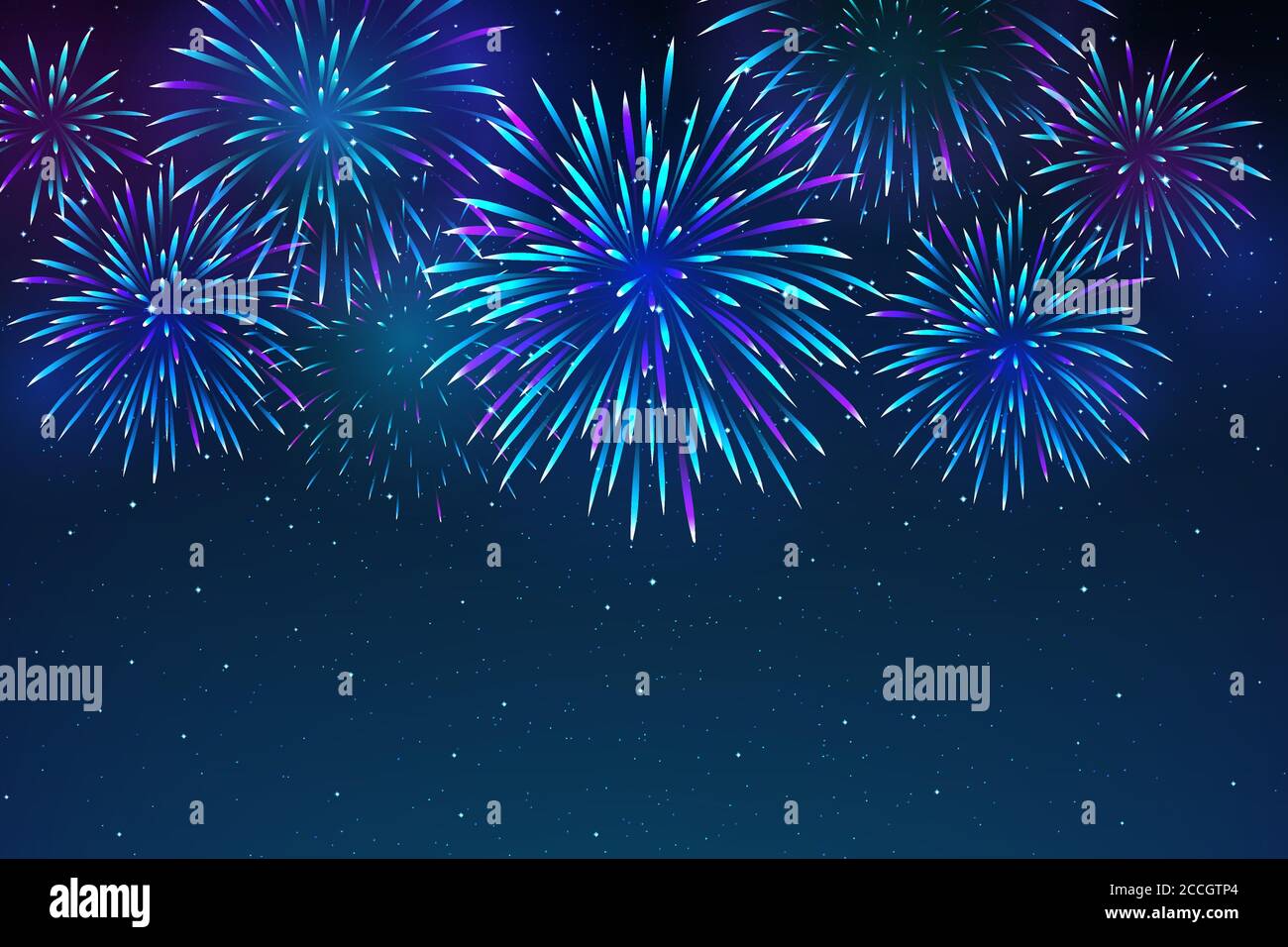 Colorful fireworks on a dark blue background. Beautiful festive sky for ...