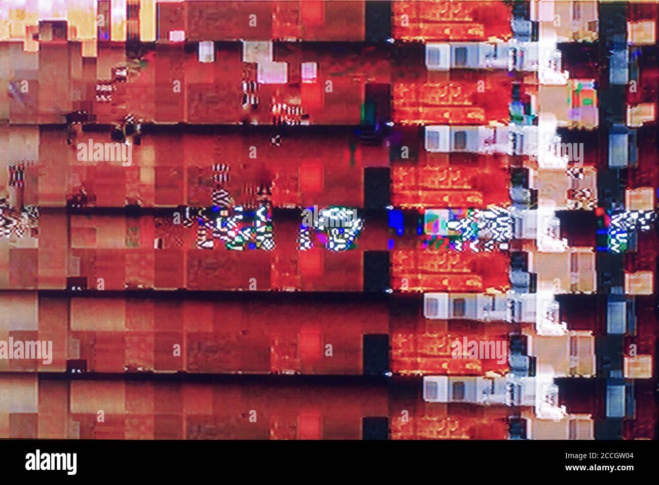glitches and interference on the digital TV screen Stock Photo - Alamy