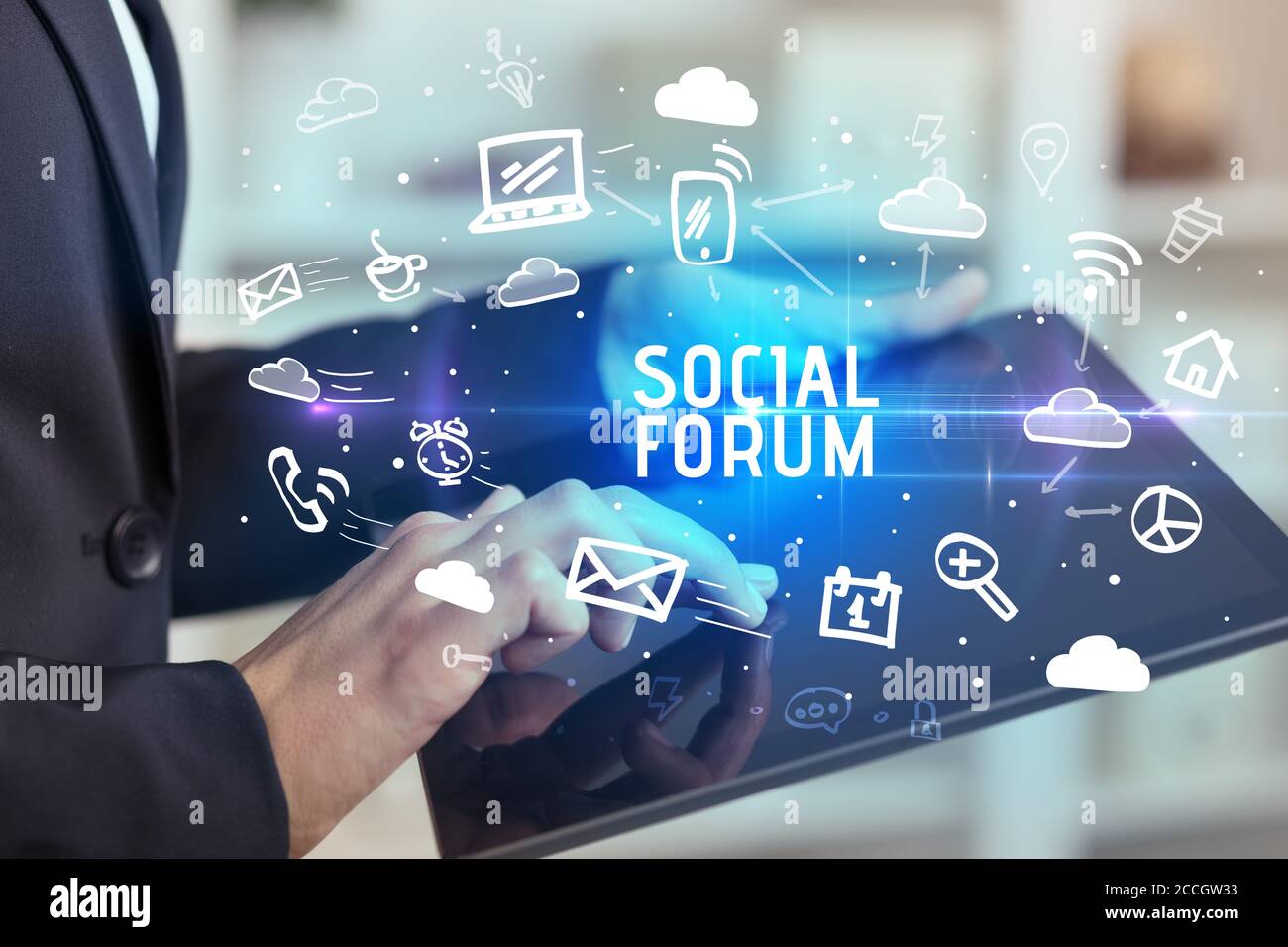 Close-up Of A Person Using Social Networking with SOCIAL FORUM ...